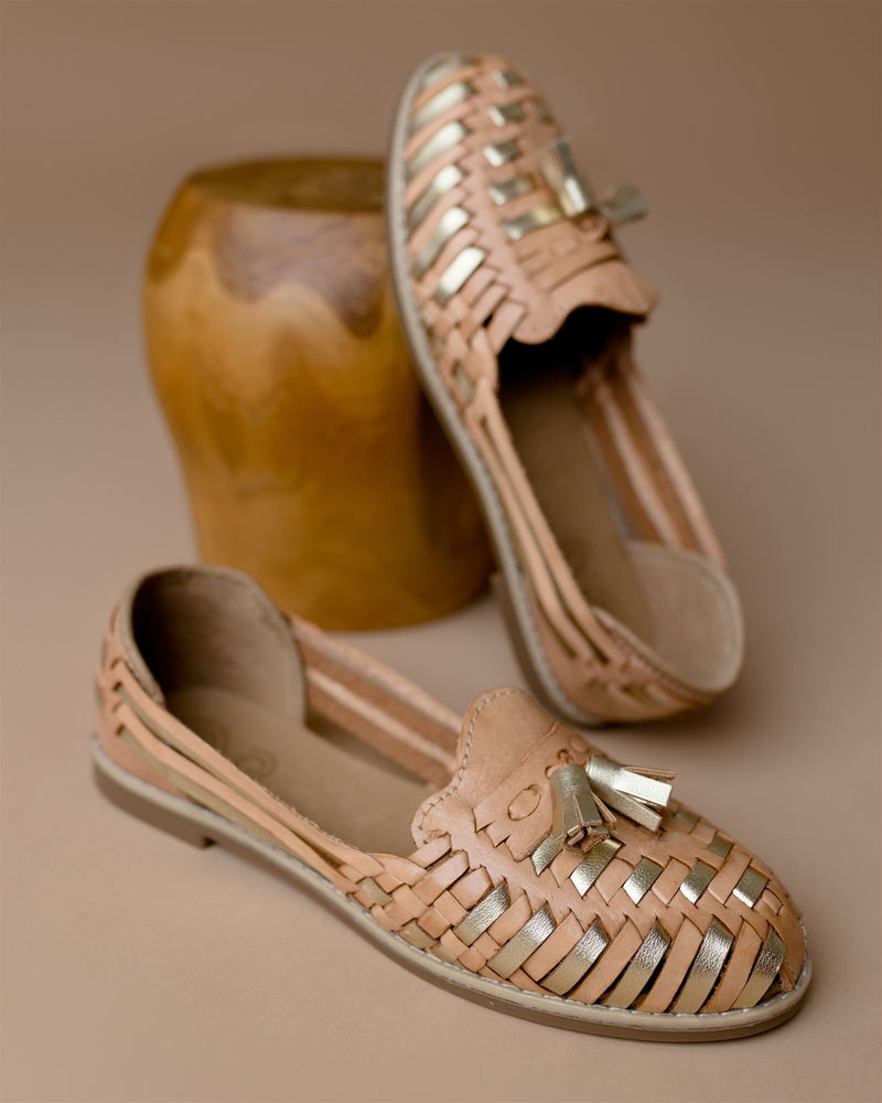 Golden Queen Mexican Leather Huaraches - Ethnic Heritage